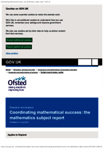 Coordinating mathematical success: the mathematics subject report : Published 13 July 2023 ...